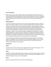 How SpeakerSound Works Docx How Sound Works Many Computers Come With A Speaker As Part Of The