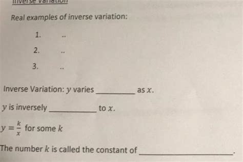 [answered] Real Examples Of Inverse Variation 1 K 2 3 Inverse Variation Kunduz