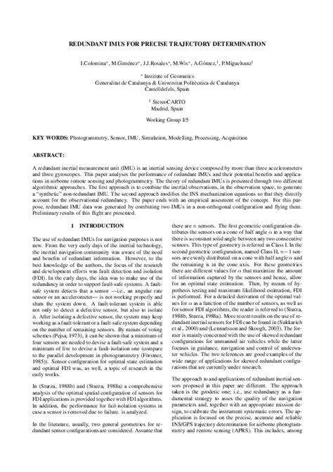 Pdf Redundant Imus For Precise Trajectory Determination