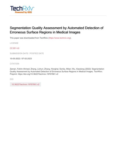 Pdf Segmentation Quality Assessment By Automated Detection Of Erroneous Surface Regions In