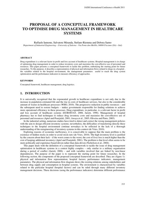 Pdf Proposal Of A Conceptual Framework To Optimise Drug Management In
