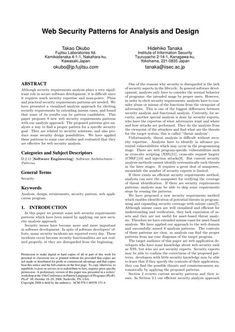 Pdf Web Security Patterns For Analysis And Design