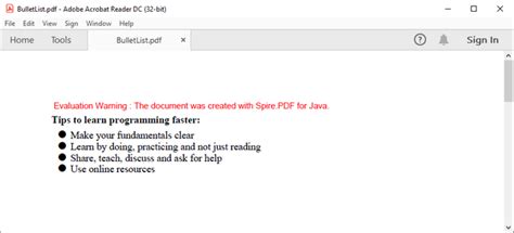 Java – Cerate Lists in PDF - codeexamples