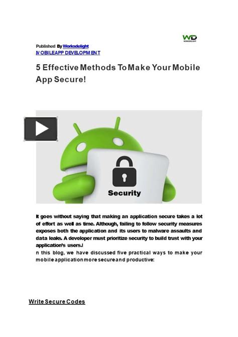 Ppt 5 Effective Methods To Make Your Mobile App Secure Powerpoint