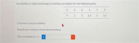 solved use statkey or other technology to find the