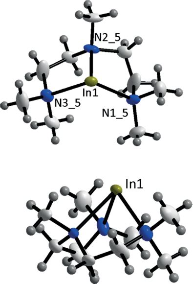 two views of the molecular cation structure of 2 the ga structure 1 is