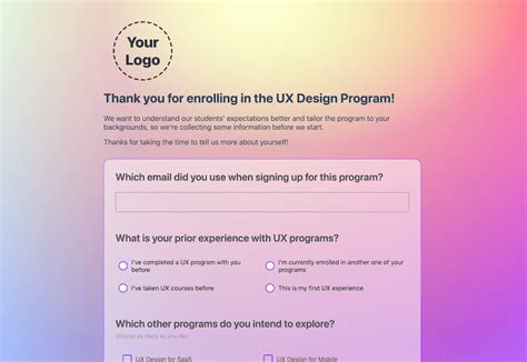 Pre Course Assessment Form Template Formaloo