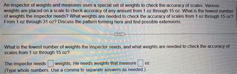 Answered An Inspector Of Weights And Measures Uses A Special Set Of