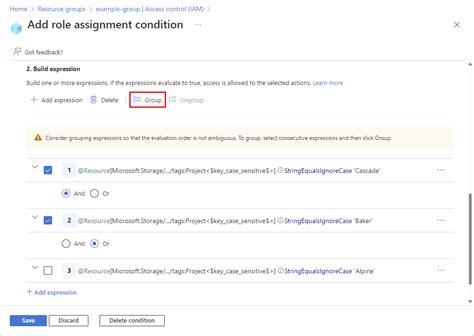 Add Or Edit Azure Role Assignment Conditions Using The Azure Portal Azure Abac Microsoft Learn
