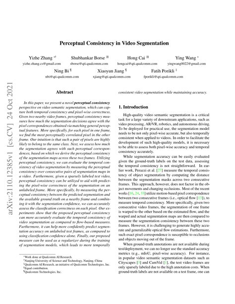 Pdf Perceptual Consistency In Video Segmentation