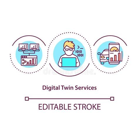 digital twin instance concept icon stock vector illustration of