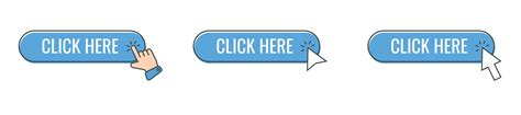 Click Cursor Icon With Click Here Button Vector Set Action Button With