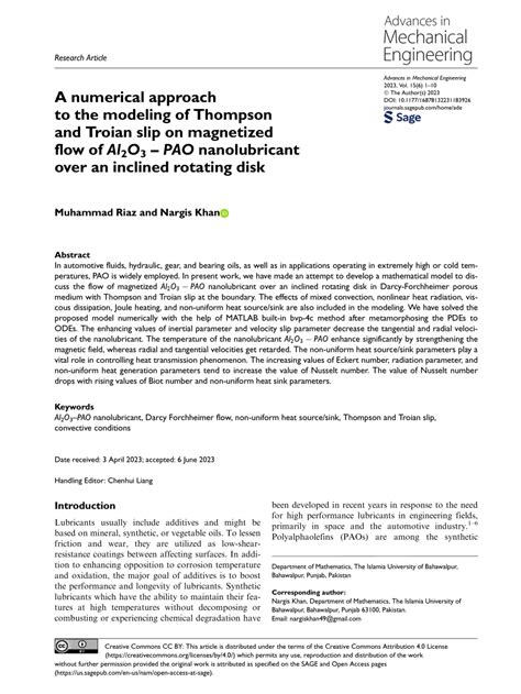 Pdf A Numerical Approach To The Modeling Of Thompson And Troian Slip On Magnetized Flow Of Al