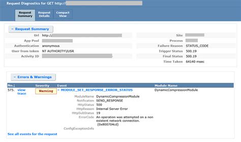 iis logs 500 19 if a client drops connection while loading the website