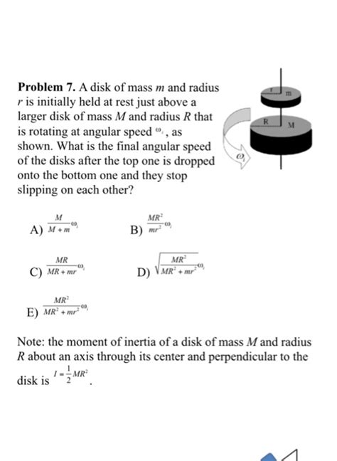 solved a disk of mass m and radius r is initially held at