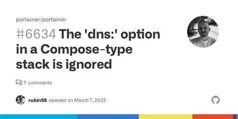 The Dns Option In A Compose Type Stack Is Ignored · Issue 6634 · Portainerportainer · Github