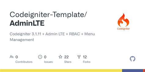 Github Codeigniter Template Adminlte Codeigniter 3 1 11 Admin Lte Rbac Menu Management