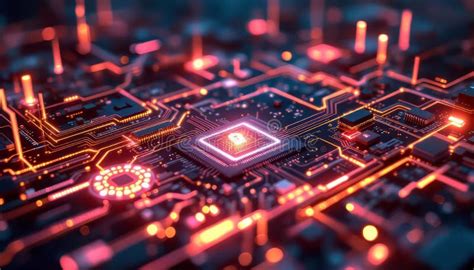 Cybersecurity Circuitry Glowing Network Of Digital Protection Stock