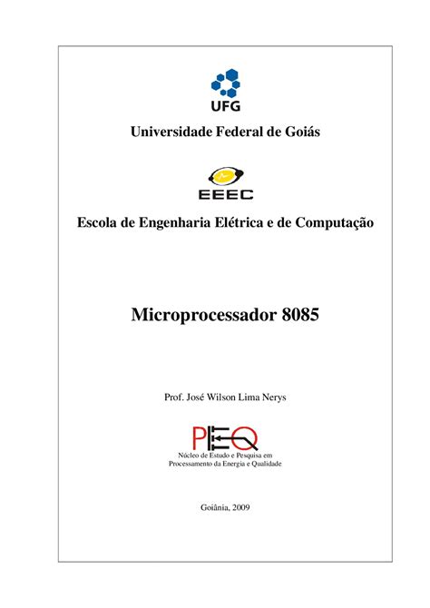 Microprocessador 8085 2009 Microprocessador 8085 Docsity