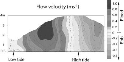 Water Depth And Current Velocities During A Tide Cycle Registered At Download Scientific