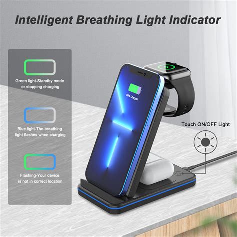 Foldable Qi Wireless Charging 3 in 1 Magnetic Wireless Charger Stand for Mobile Phone for ...
