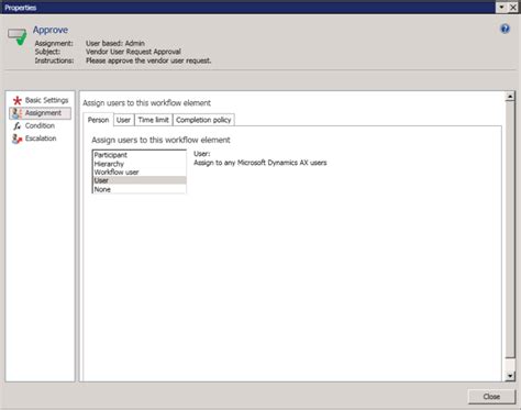 microsoft dynamics ax 365 assign the approval step