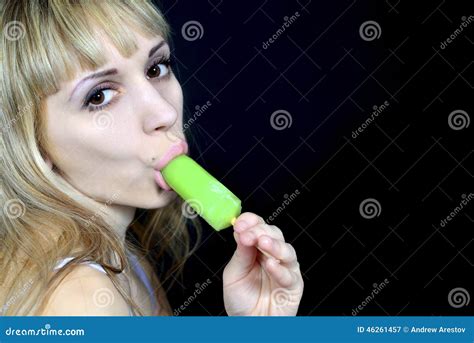 Girl Sucks Ice Cream Stock Image Image Of Beauty Cute 46261457