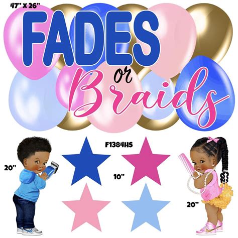 Fades Or Braids Gender Reveal Yard Cards F1384hs Etsy