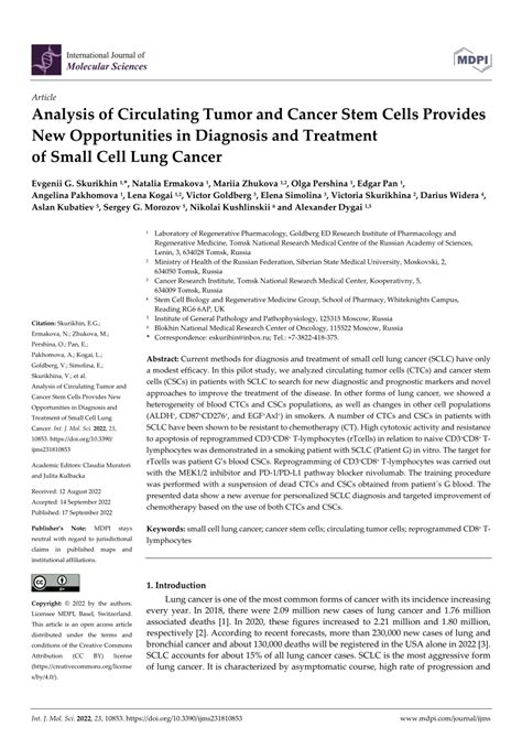 Pdf Analysis Of Circulating Tumor And Cancer Stem Cells Provides New Opportunities In
