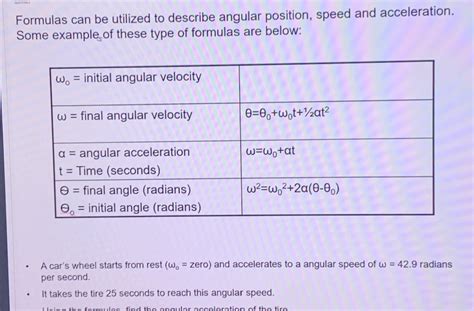 Solved Formulas Can Be Utilized To Describe Angular