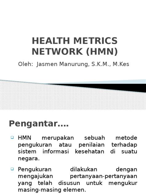 Health Metrics Network Hmn Pdf