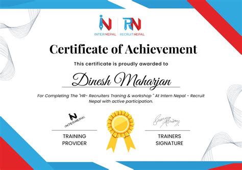dinesh maharjan on linkedin certificate of achievement on hr training