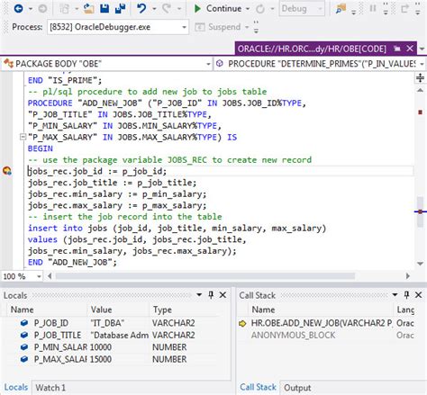 Debugging Oracle PL SQL From Visual Studio