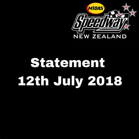 Speedway New Zealand Statement 12th July 2018