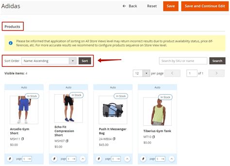 how to set custom sorting on brand pages