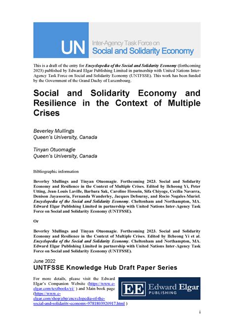 Social And Solidarity Economy And Resilience In The Context Of Multiple Crises Sse Knowledge