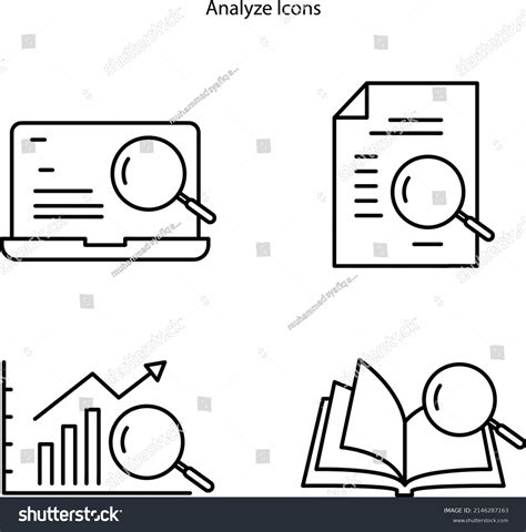 Analyze Infographic Collection Icons Set Isolated Stock Vector Royalty