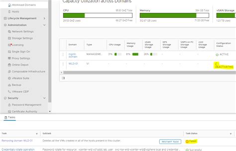 unable to remove workload domain datareload