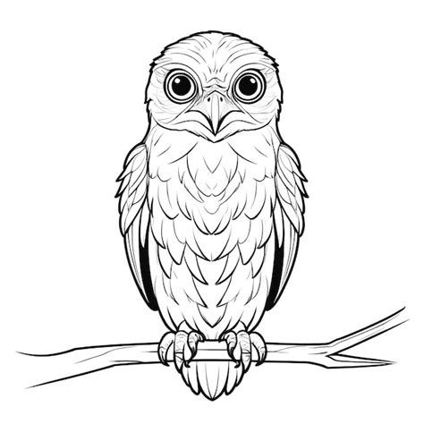 아이들을 위한 포토우 새의 검은색 윤 윤 그림 페이지 4k 백색 배경 프리미엄 Ai 생성 이미지