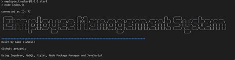Github Geezee91employee Tracker Command Line Application That Acts As A Employee Managment