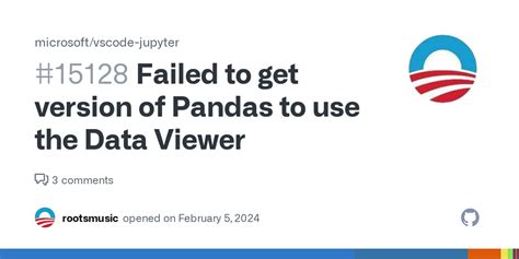 Failed To Get Version Of Pandas To Use The Data Viewer · Issue 15128 Failed To Get Version Of Pandas To Use The Data Viewer · Issue 15128