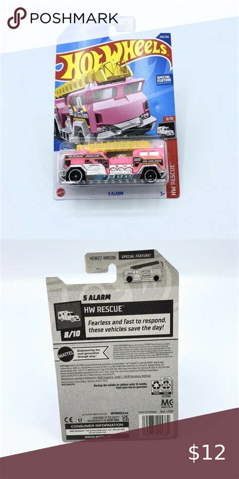 Hot Wheels Pink Alarm HW Rescuer New In Package HW Airlines Runway Rescue Pink Hot