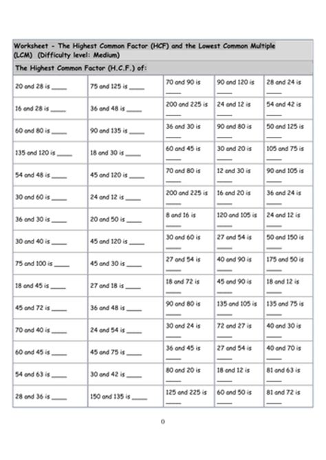 Hcf And Lcm Teaching Resources