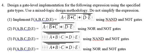 Solved 4 Design A Gate Level Implementation For The