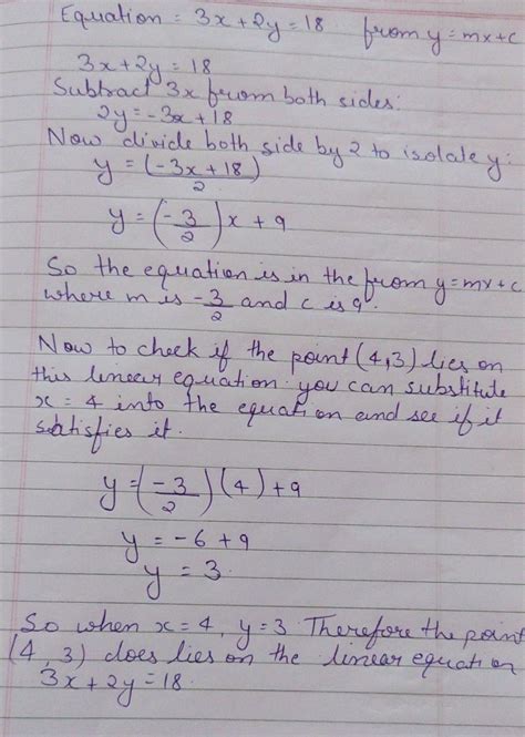 Write 3 2 18 In The Form Of Y Mx C Find The Value Of M And C Is 4 3 A Solution Of