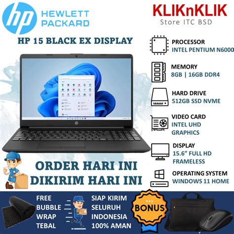 Jual LAPTOP SEKOLAH MURAH HP 15 INTEL PENTIUM SILVER N6000 RAM 16GB 512GB LAYAR 15 6 INCH FHD