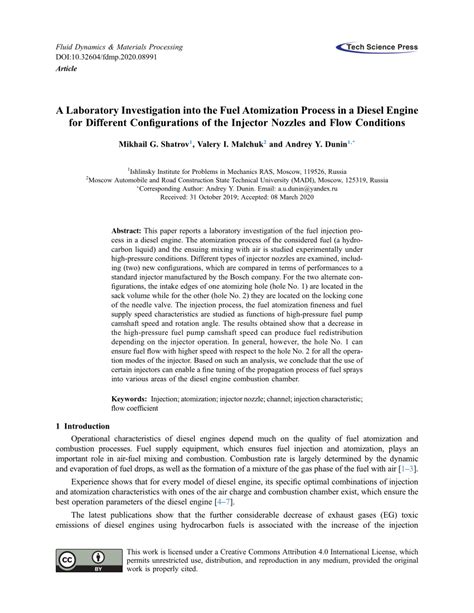 Pdf A Laboratory Investigation Into The Fuel Atomization Process In A Diesel Engine For
