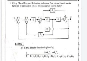 Answered Using Block Diagram Reduction Technique Find Closed Loop Transfer Function Of The
