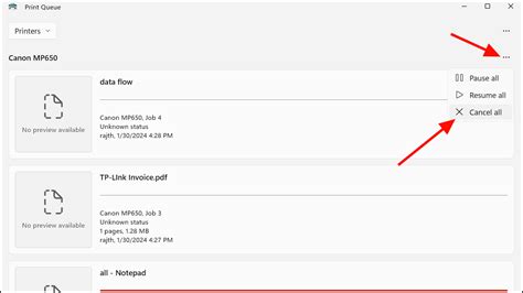 how to view and delete print queue in windows 11