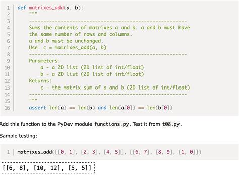 solved lef matrixes add a b sums the contents of